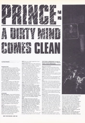 Prince - Dirty Mind - Reviews, press & interviews