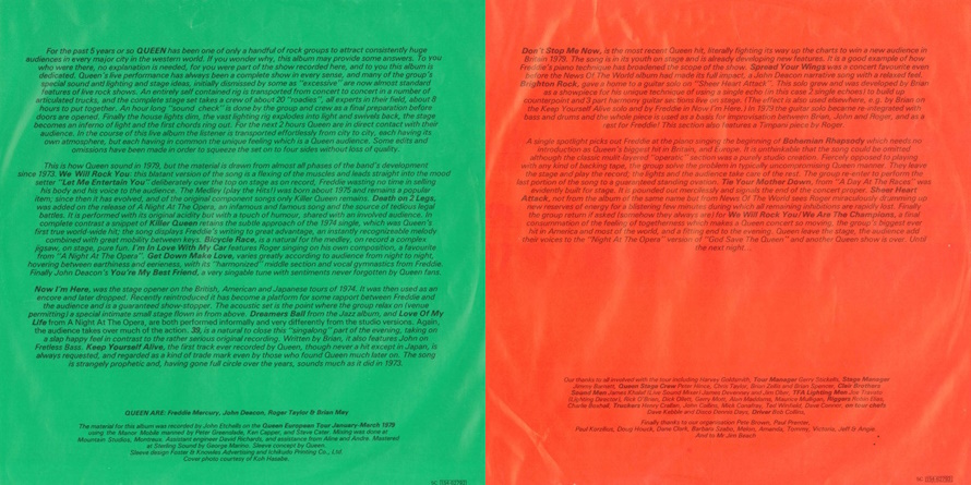 Queen - Live Killers - Liner notes