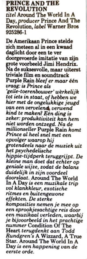 Prince - Around The World In A Day - De recensies