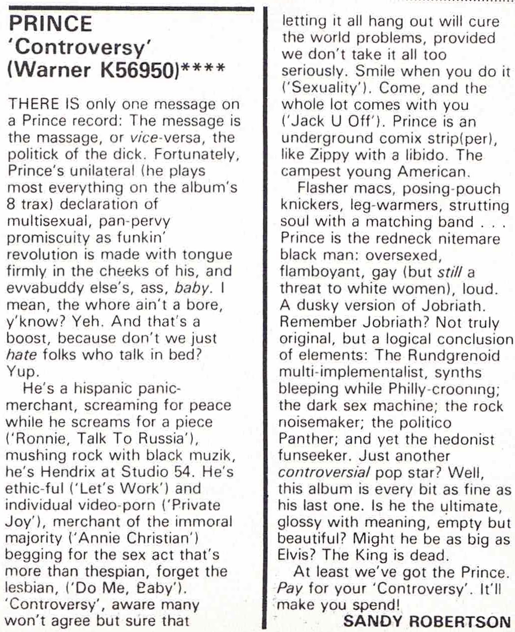 Prince - Controversy - Pers